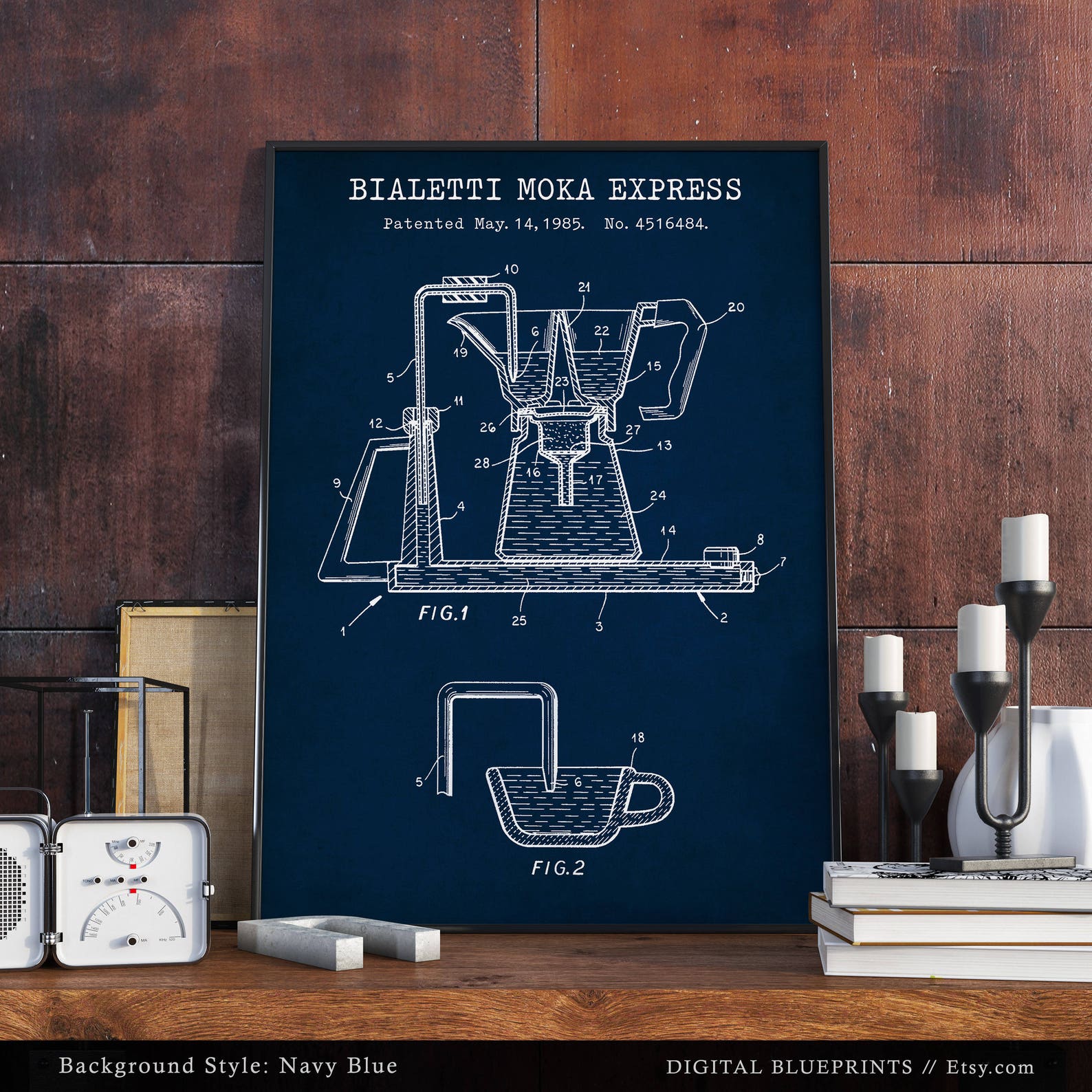 Bialetti Moka Pot Patent Poster, Moka Express Blueprint, Coffee Print ...