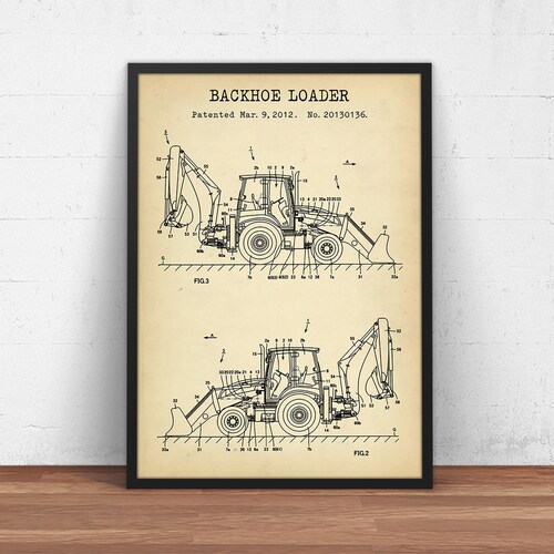Backhoe Loader Poster Print Backhoe Blueprint Heavy | Etsy