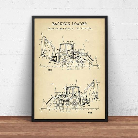 Backhoe Loader Poster Print Backhoe Blueprint Heavy - Etsy