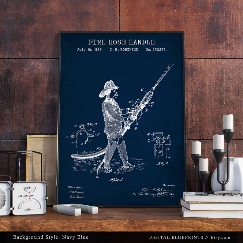 Fire Hose Patent Poster Fireman Poster Firefighter Print | Etsy