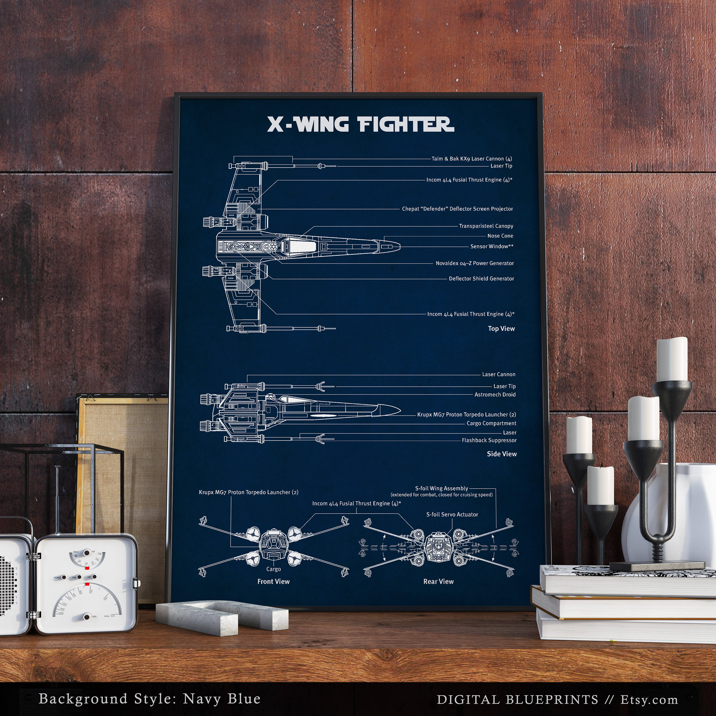 X-wing Fighter Schematic Diagram, Blueprint Art, Star Wars Poster Print ...