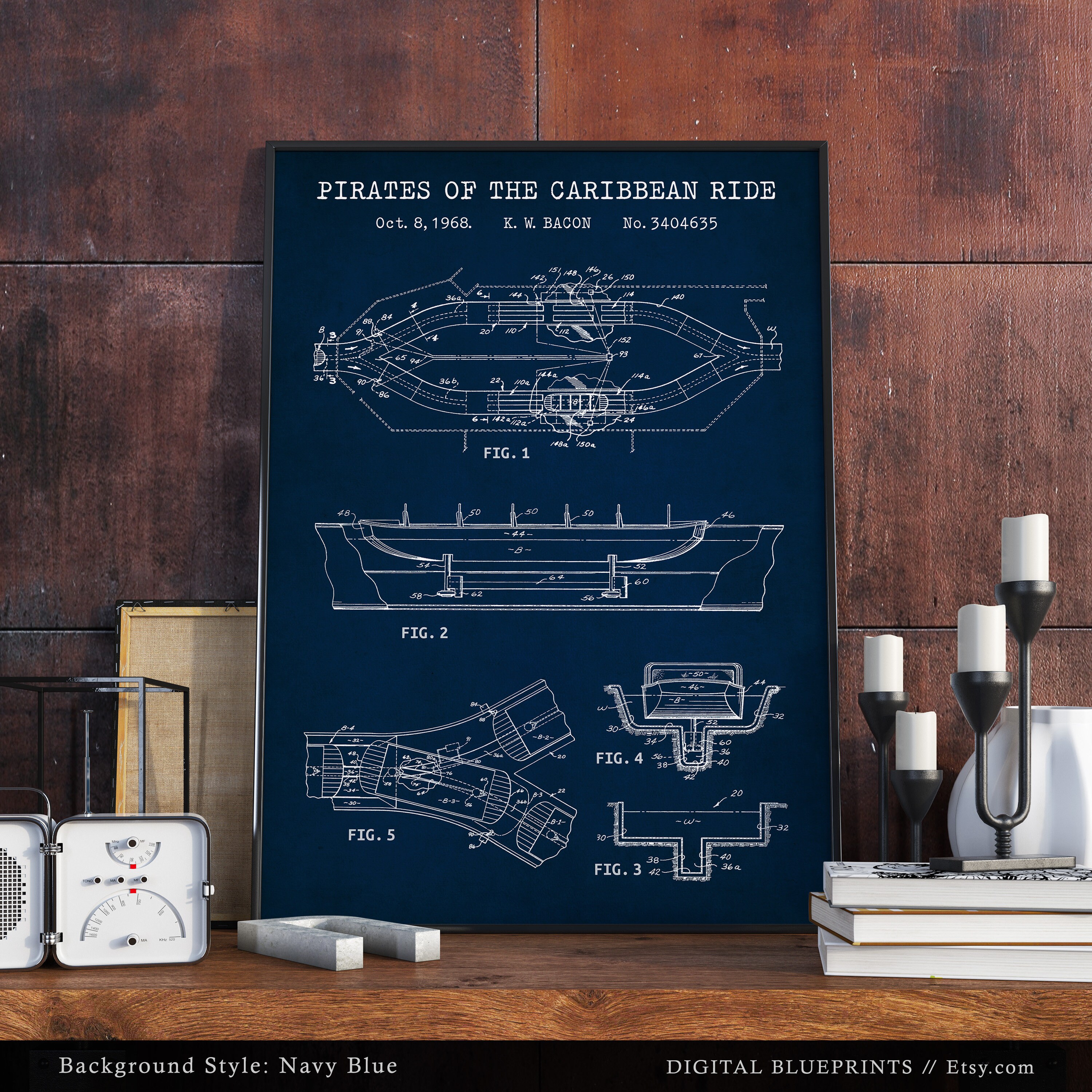 Pirates of the Caribbean Ride Patent Print, Disneyland Wall Art ...