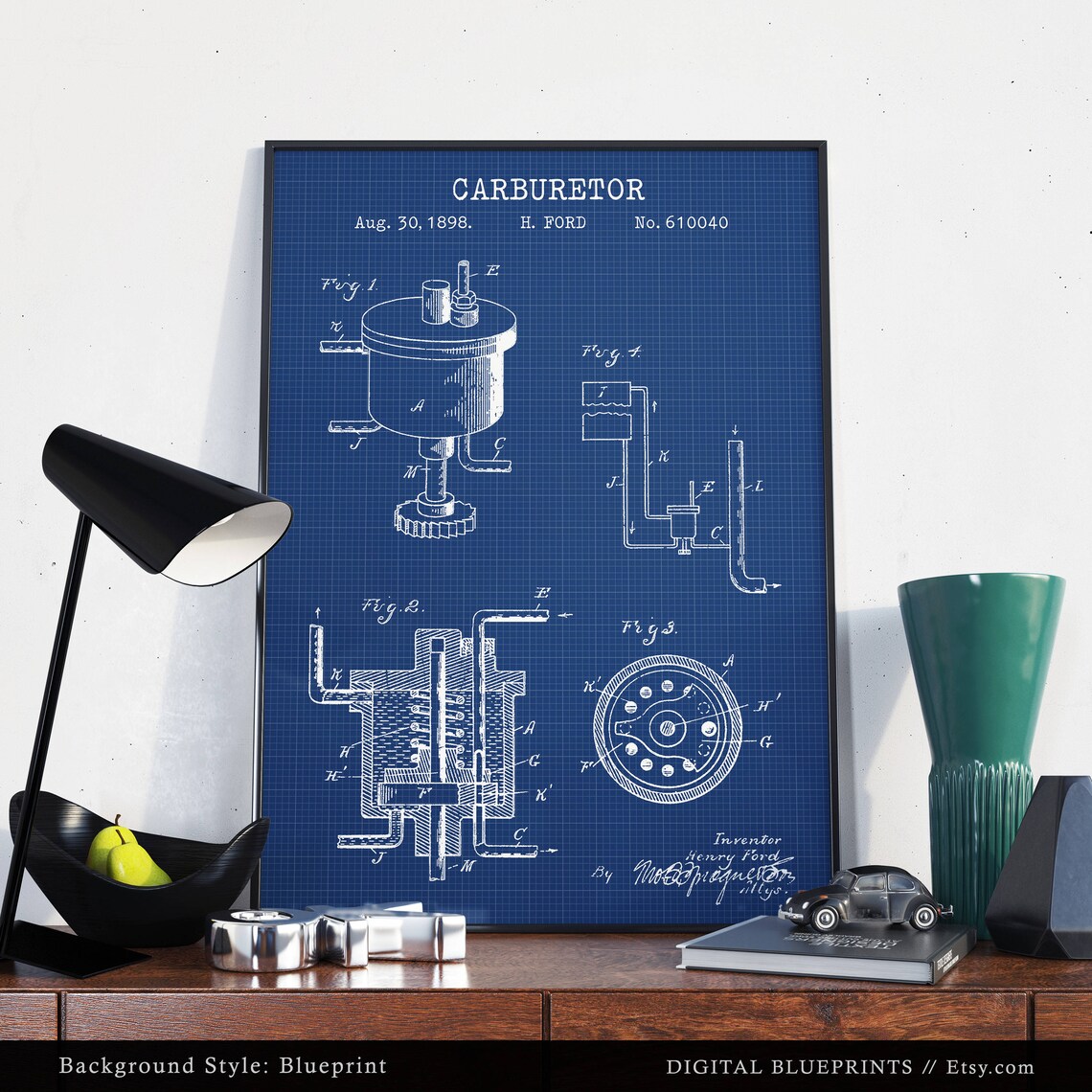 Carburetor 1898 Patent Print, Engine Carburettor Blueprint, Car Poster ...
