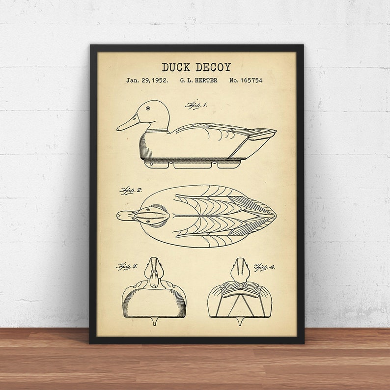 Duck Decoy Patent Print, Hunter Gifts, Shooting Decor, Game Hunting ...