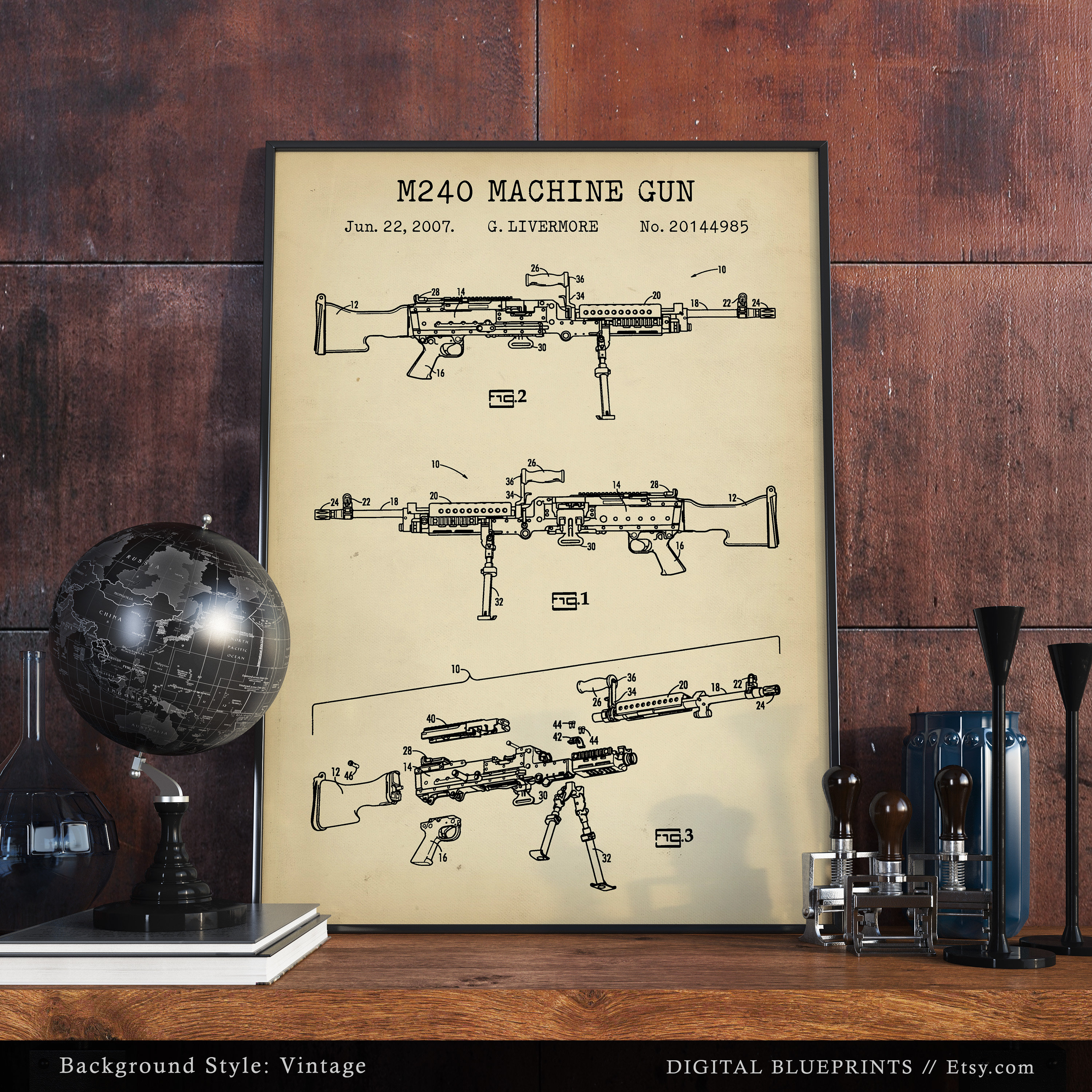 M240 Machine Gun Patent Print Machine Gun Blueprint Gift for - Etsy ...