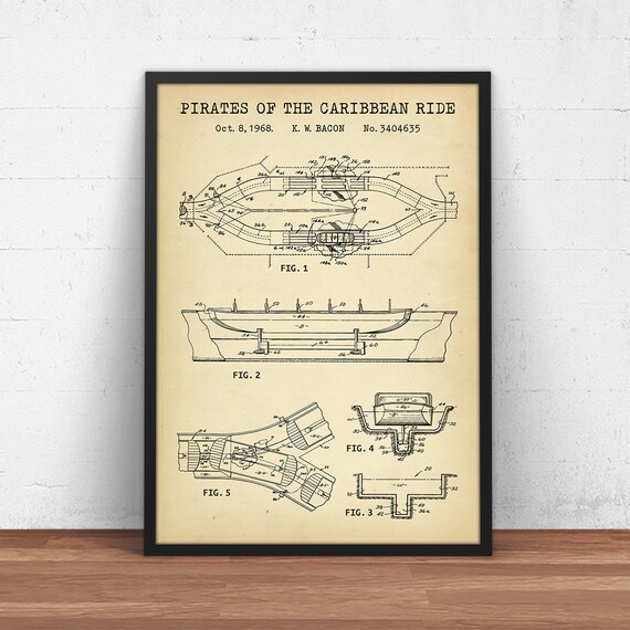 Pirates of the Caribbean Ride Patent Print Disneyland Wall - Etsy