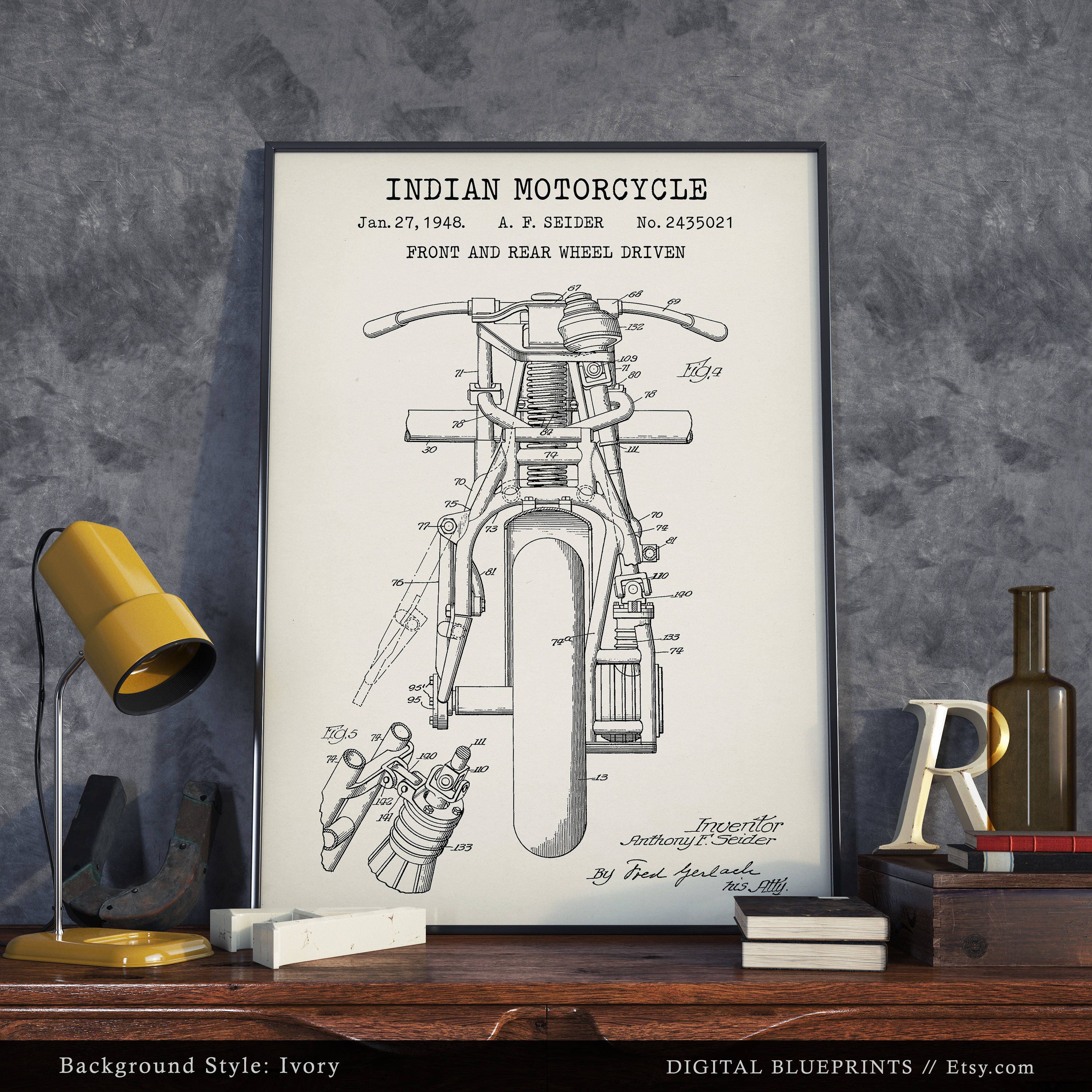 Indian Motorcycle Poster Print Front & Rear Wheel Driven - Etsy