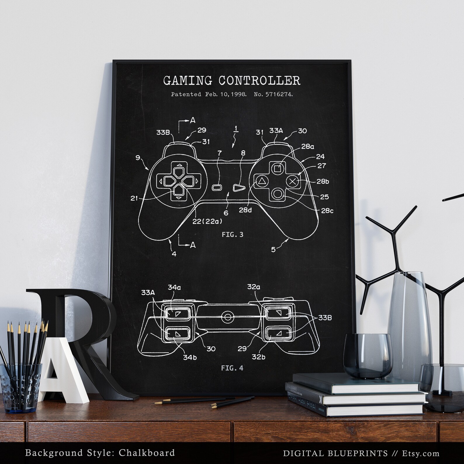 Gaming Controller Blueprint Art Patent Prints Gamer Gifts - Etsy
