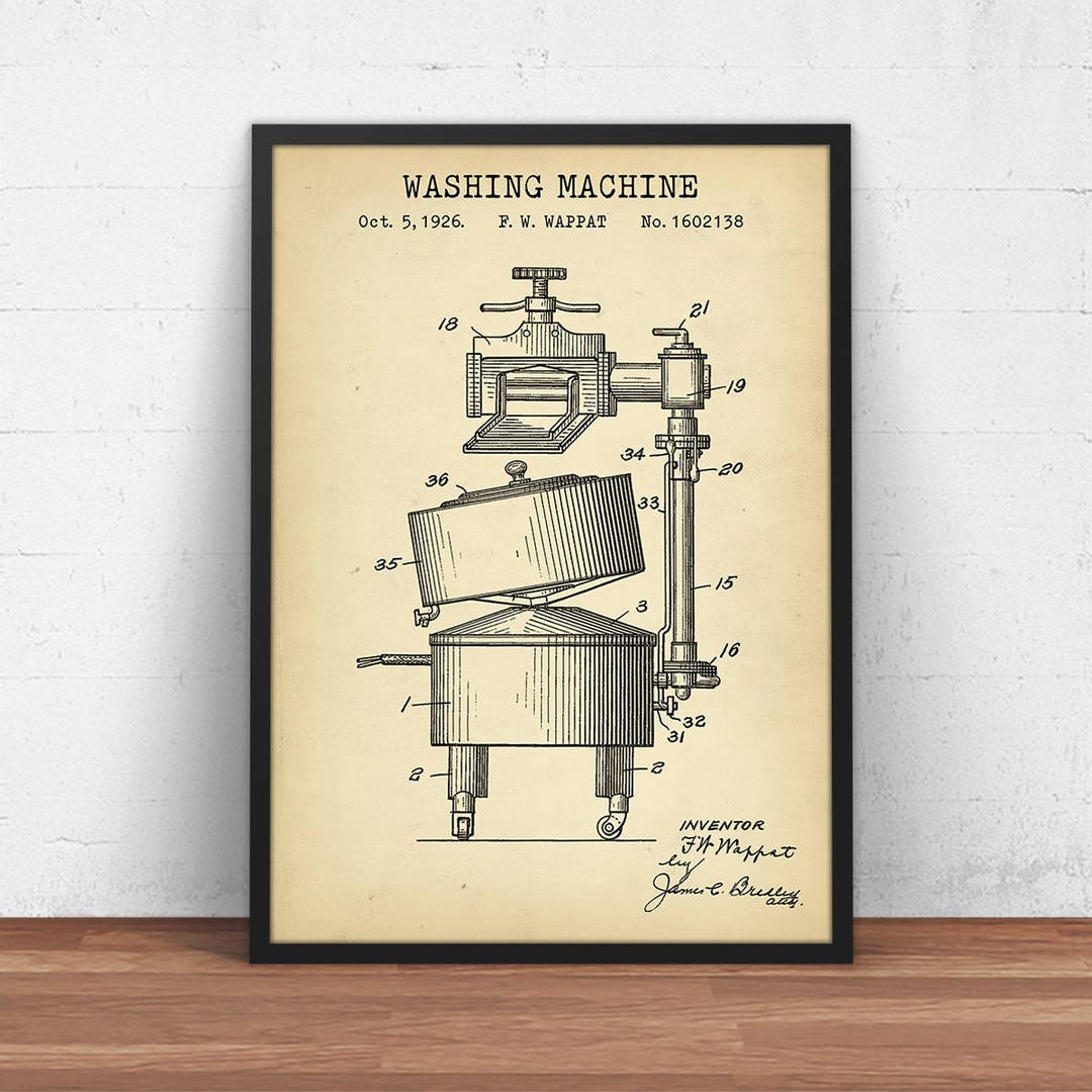 Washing Machine Patent Print, Blueprint Art, Laundry Decor, Poster ...