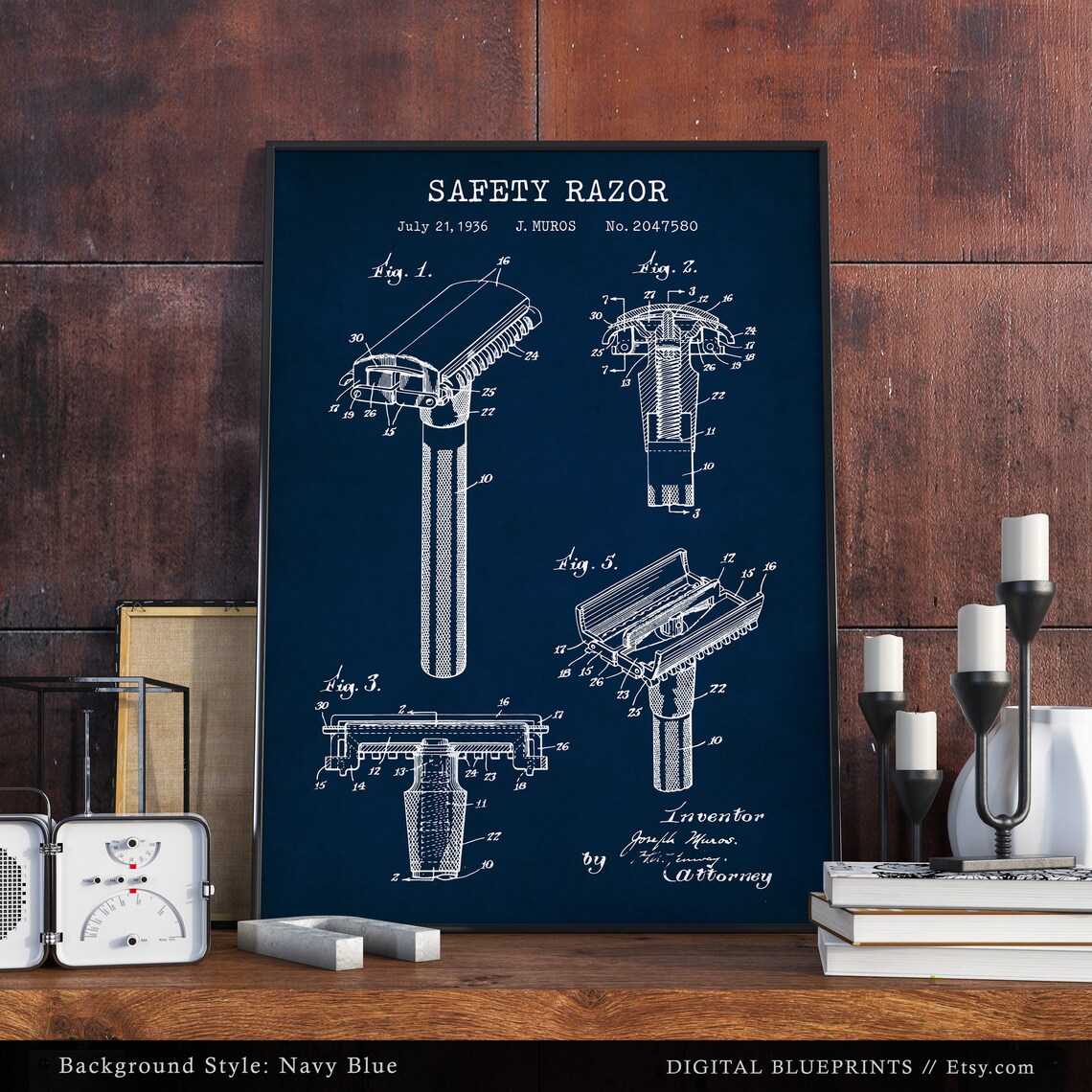 Safety Razor Patent Print Gillette Adjustable Razor | Etsy