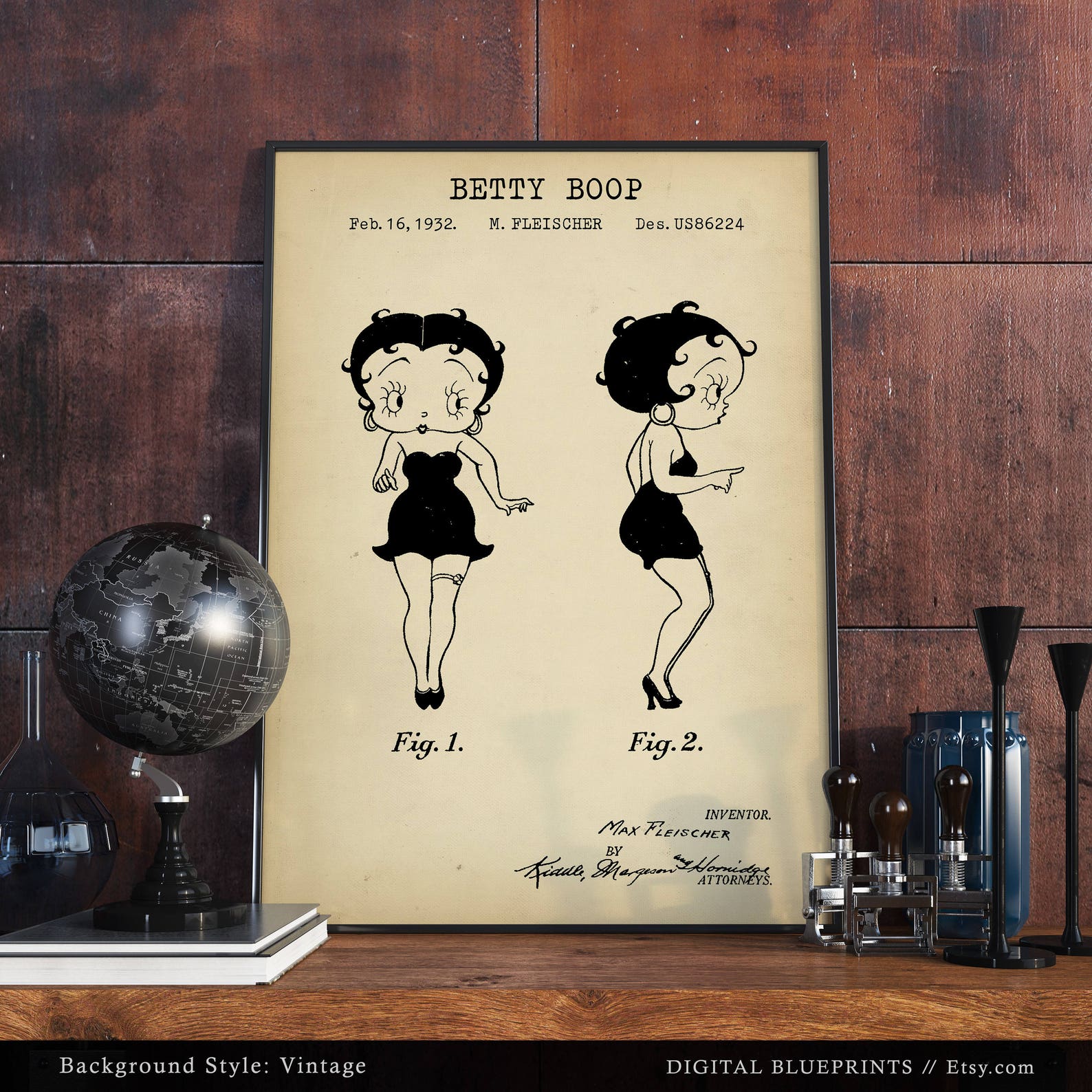 Betty Poop Cartoon Character Little Girl Doll Patent Print | Etsy