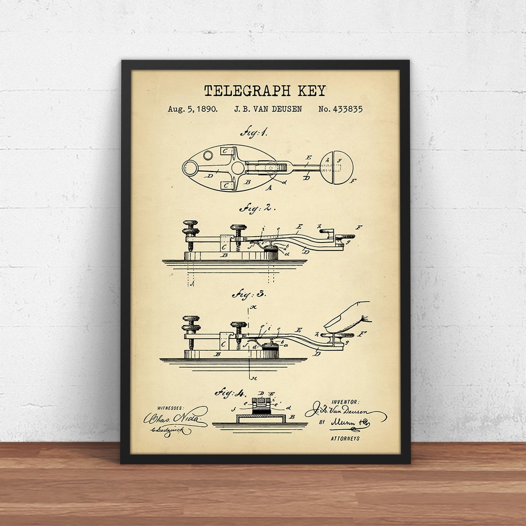 Telegraph Keys 1890 Patent Print, Office Decor, Nerd Gift, Telegraph ...