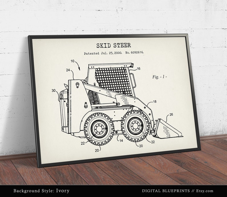 Skid Steer Blueprint, Construction Patents, Earth Mover Prints, Civil ...