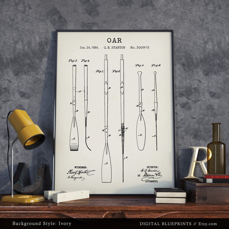 Oar Patent Print Rowing Poster Sculling Crew Wall Art | Etsy