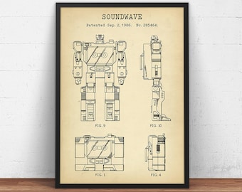 Decepticon G1 Soundwave Patent Print, Blueprint Poster, Kids Room Wall ...