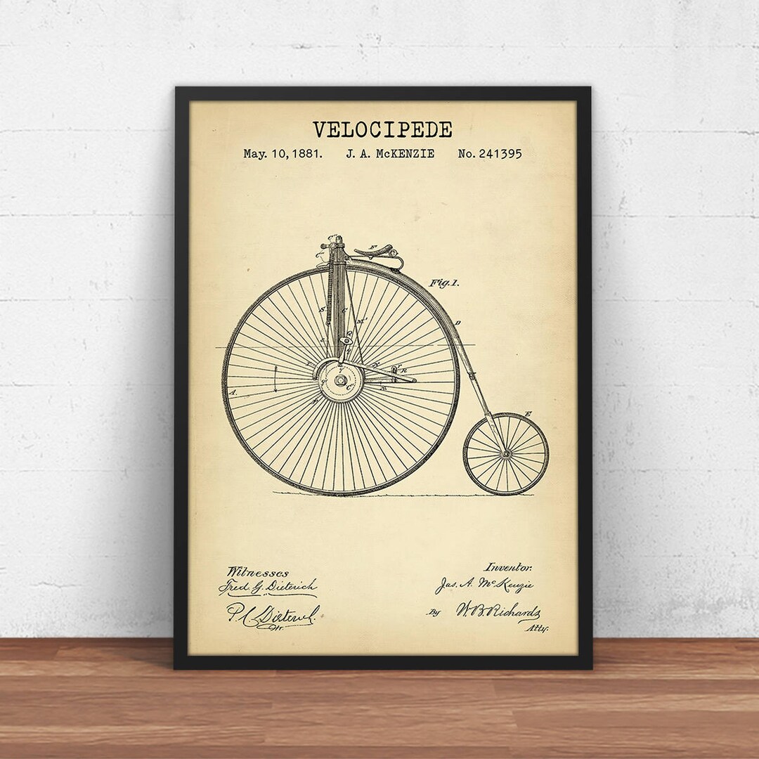 Velocipede Patent Print, Vintage Bicycle Art, Bike Poster Print ...