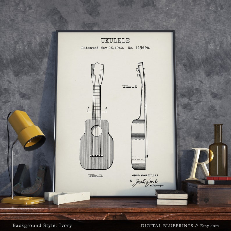 Ukulele Patent Print Musical Instrument Blueprint Country | Etsy