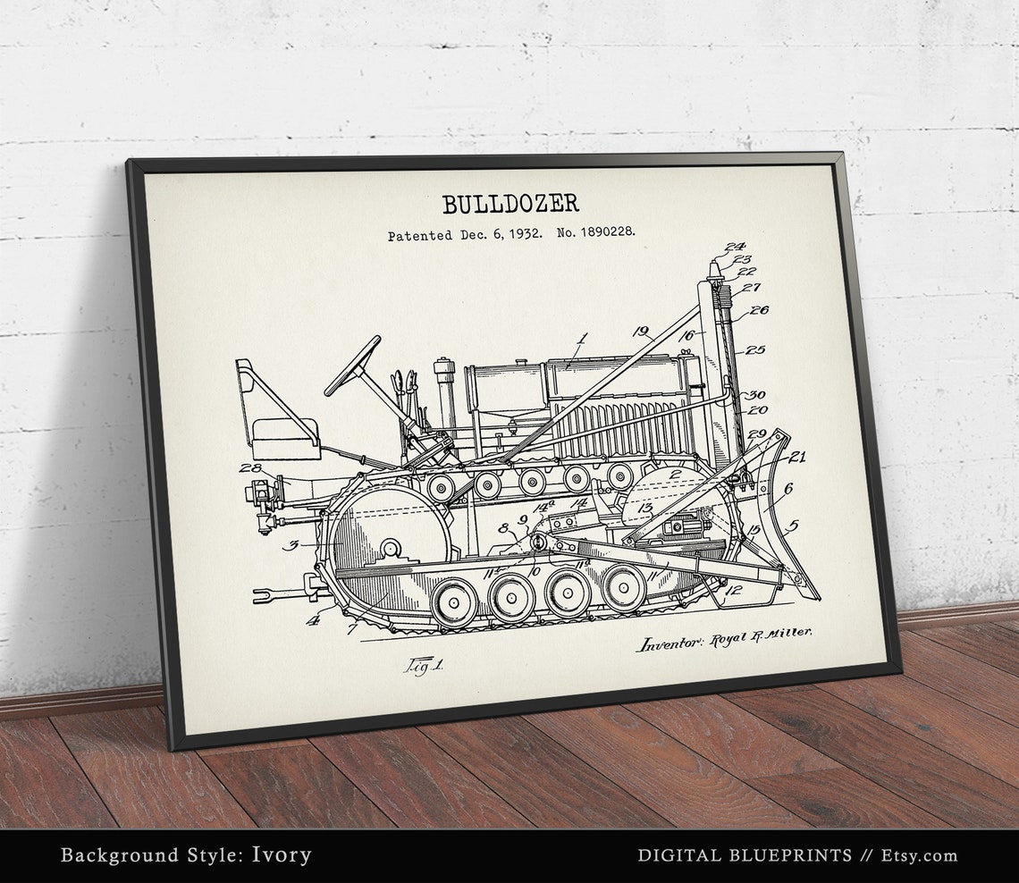 Bulldozer Patent Print Construction Vehicle Blueprint Poster - Etsy
