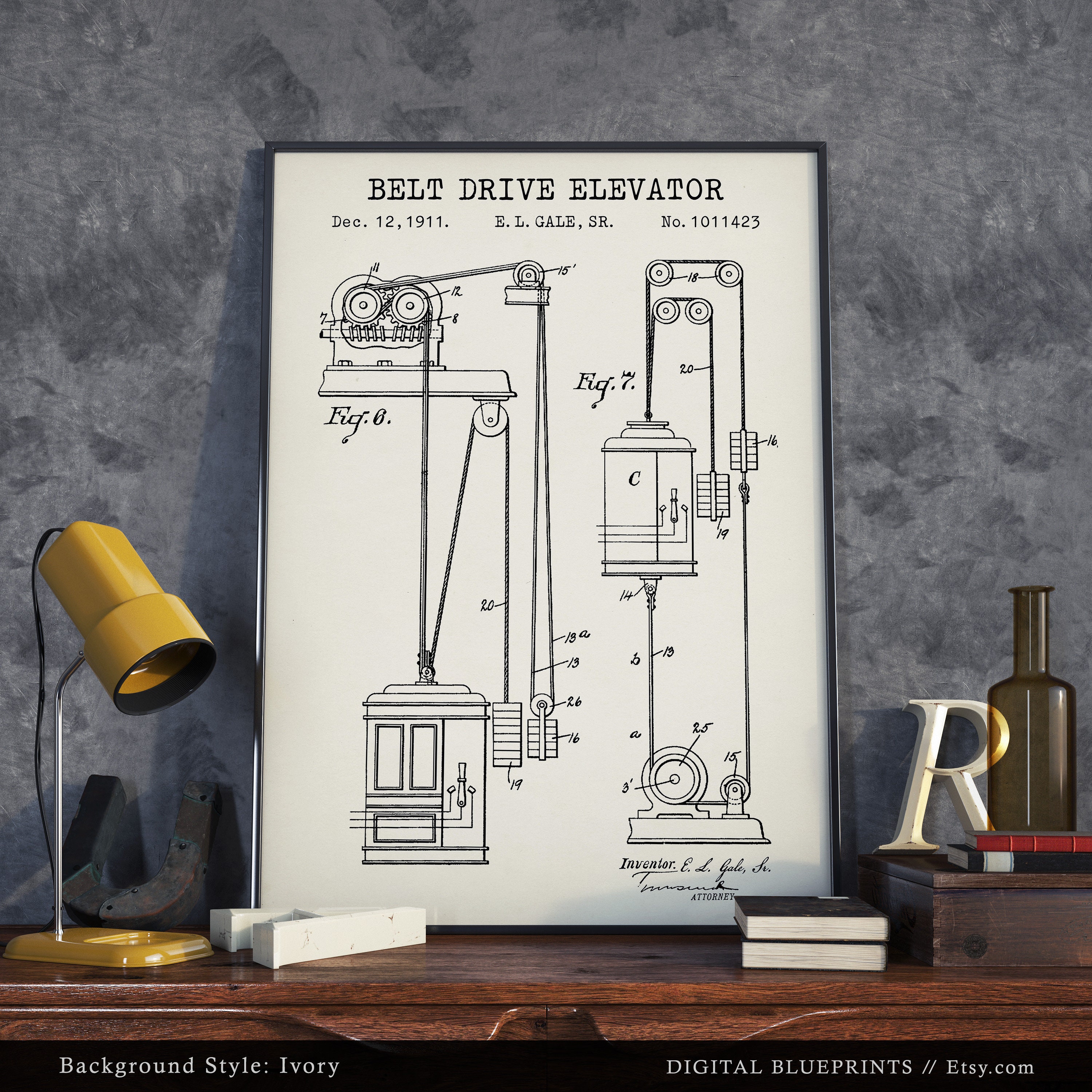 Elevator Patent Print Vintage Elevator Blueprint Lift - Etsy
