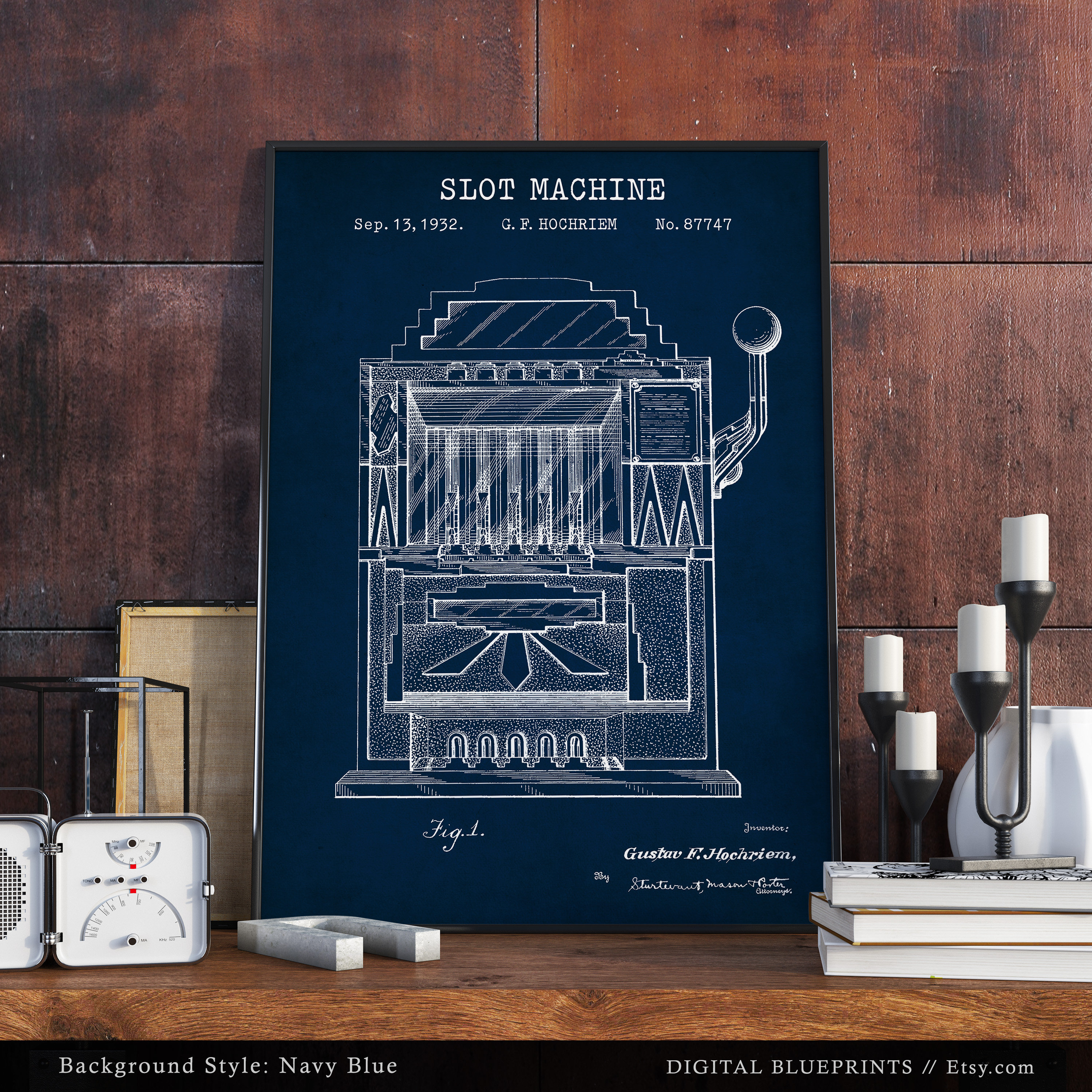 Slot Machine Patent Print, Gambling Poster Print, Man Cave Decor ...
