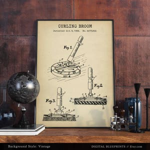 Curling Broom Patent Print, Curling Poster Print, Sports Wall Art Decor ...
