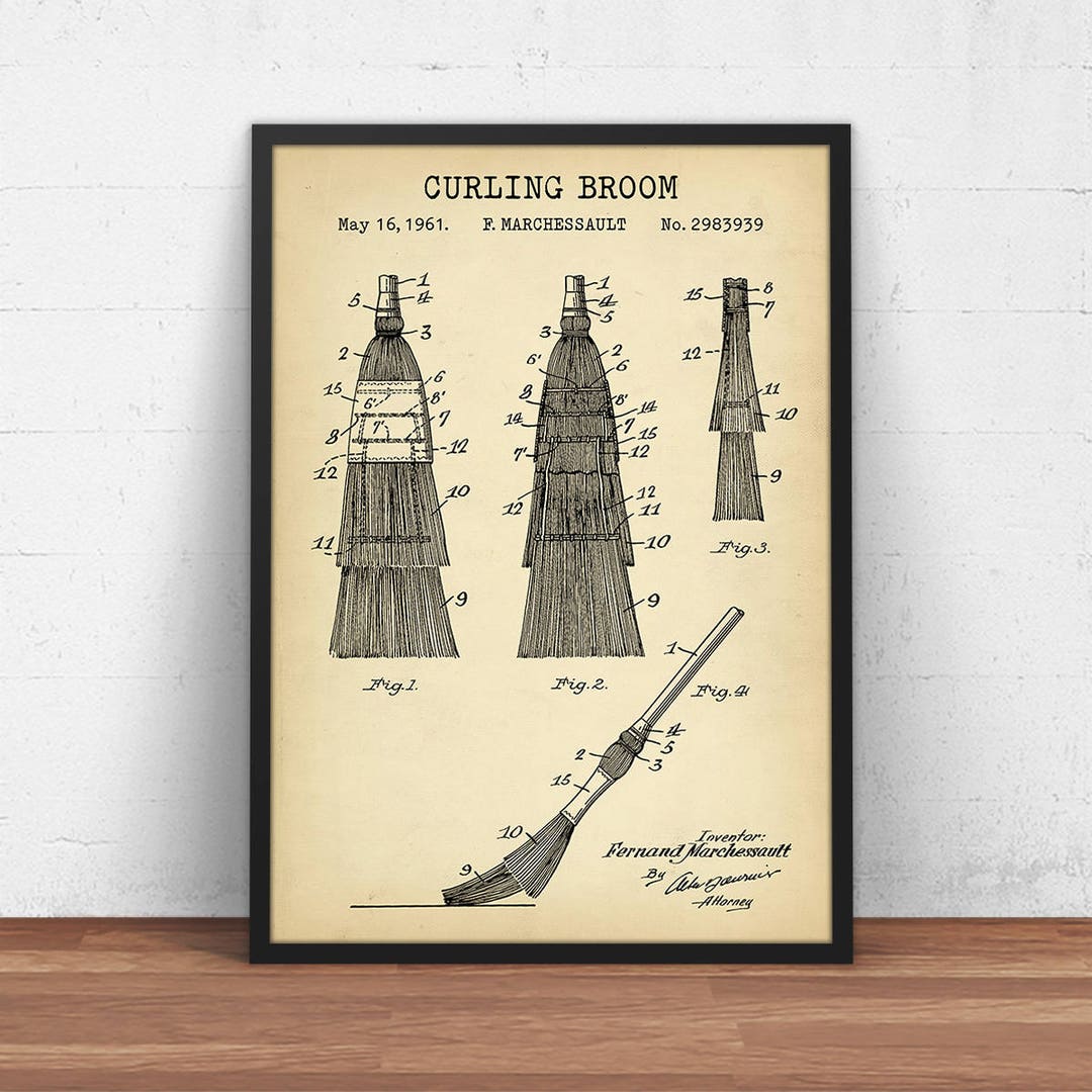 Curling Broom Patent Print Curling Poster Print Sports Wall - Etsy