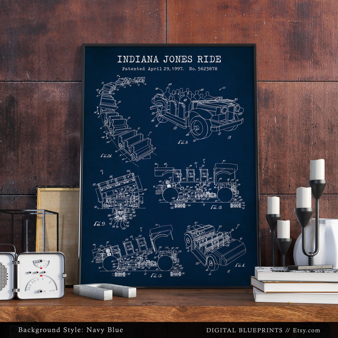 Indiana Jones Amusement Ride Patent Print, Disneyland Wall Art, Disney ...