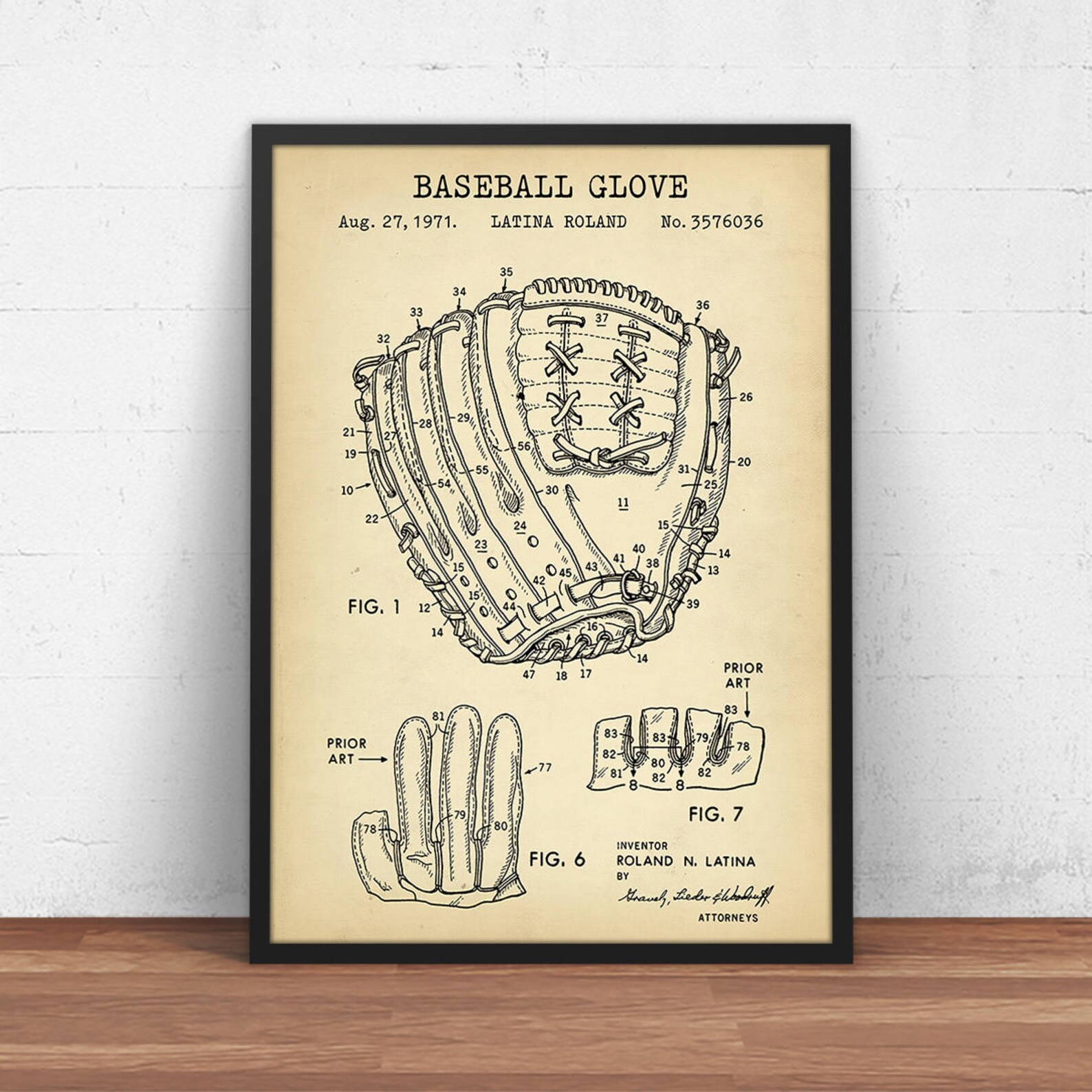 Baseball Patent Print Glove Blueprint Print Poster Vintage | Etsy