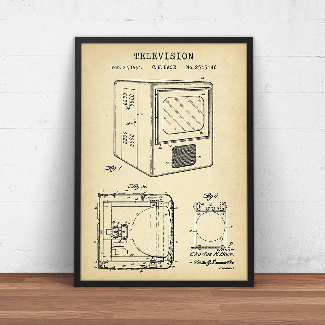 Television Patent Print, TV Blueprint Art, Vintage TV Set, Technology ...