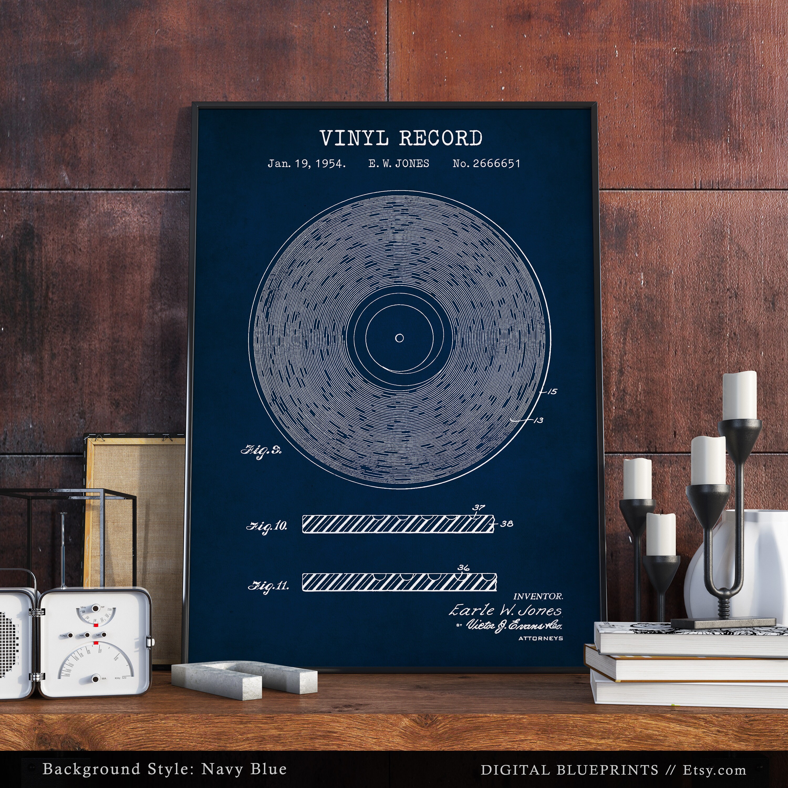 Vinyl Record Patent Print Phonograph Record Blueprint | Etsy