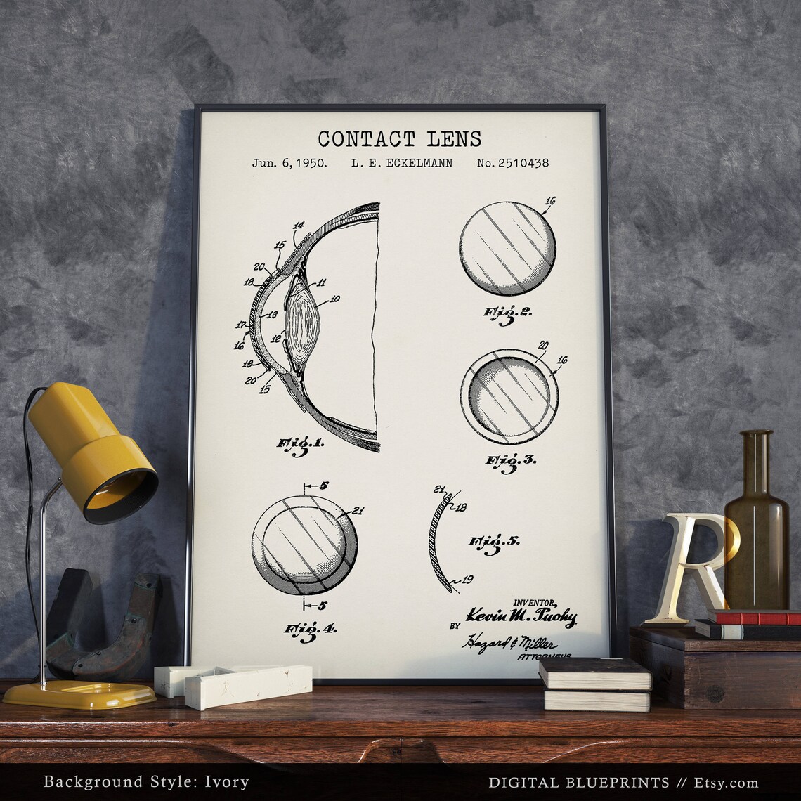 Optometry Art, Contact Lens Blueprint, Optometrist Gift, Eye Doctor ...