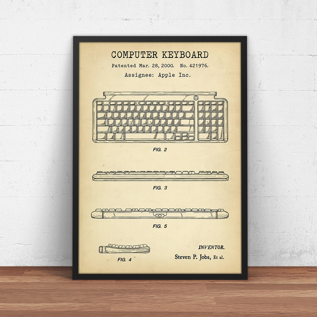 Computer Keyboard Patent Print, Technology Decor, IT Startup Office ...