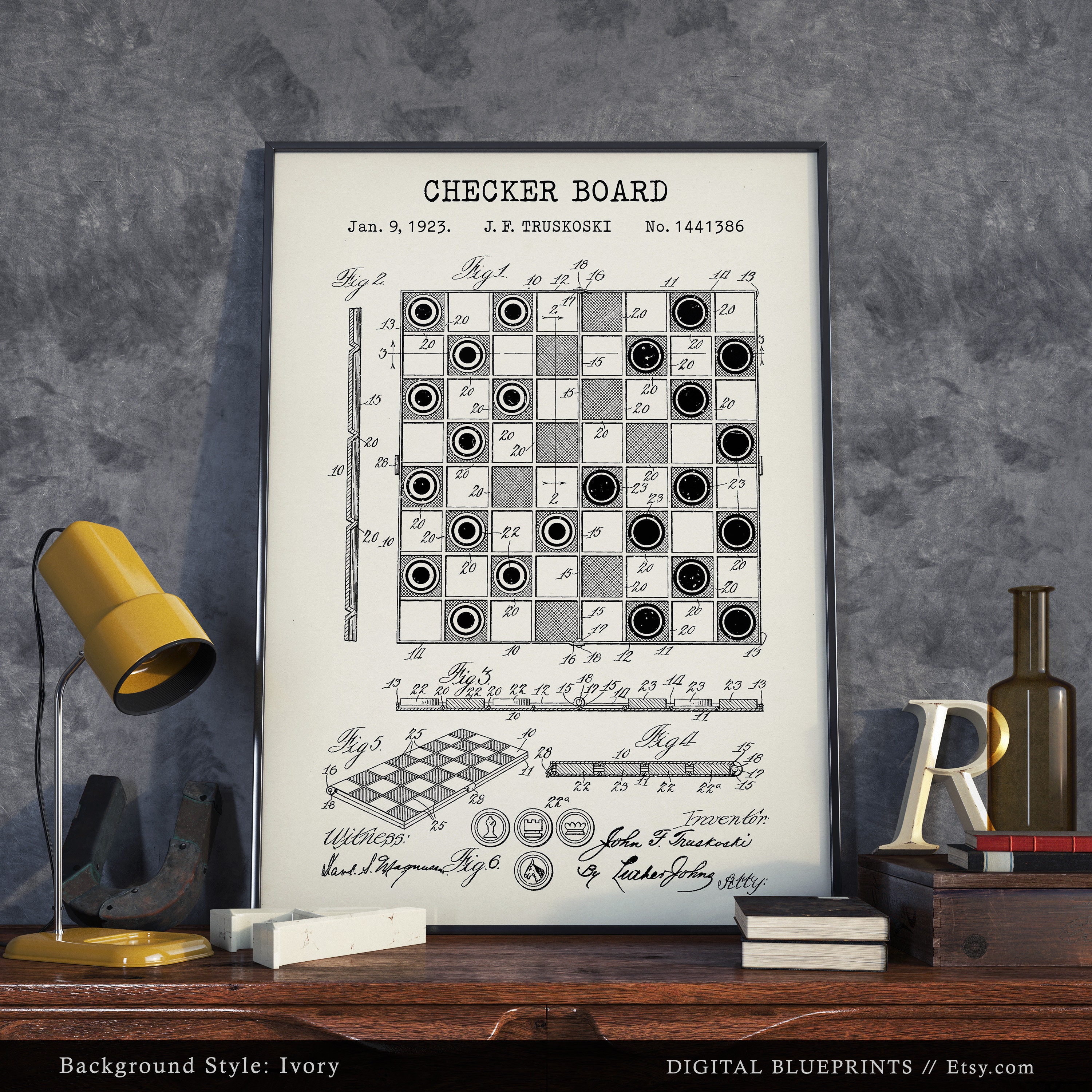 Checkerboard Patent Print, Game Room Decor, Board Game Poster Print ...