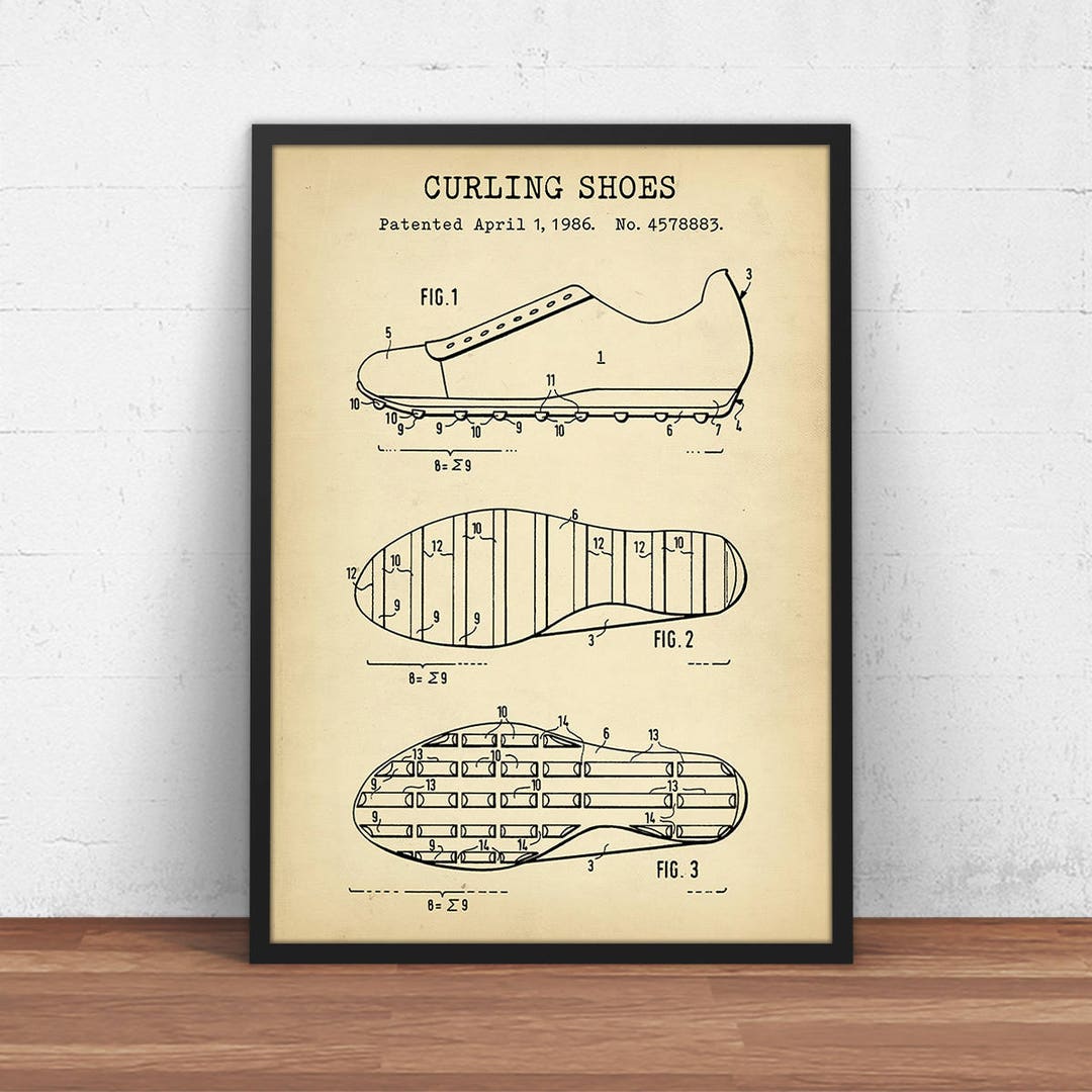 Curling Shoes Patent Print, Curling Sport Poster Print, Sports Room ...