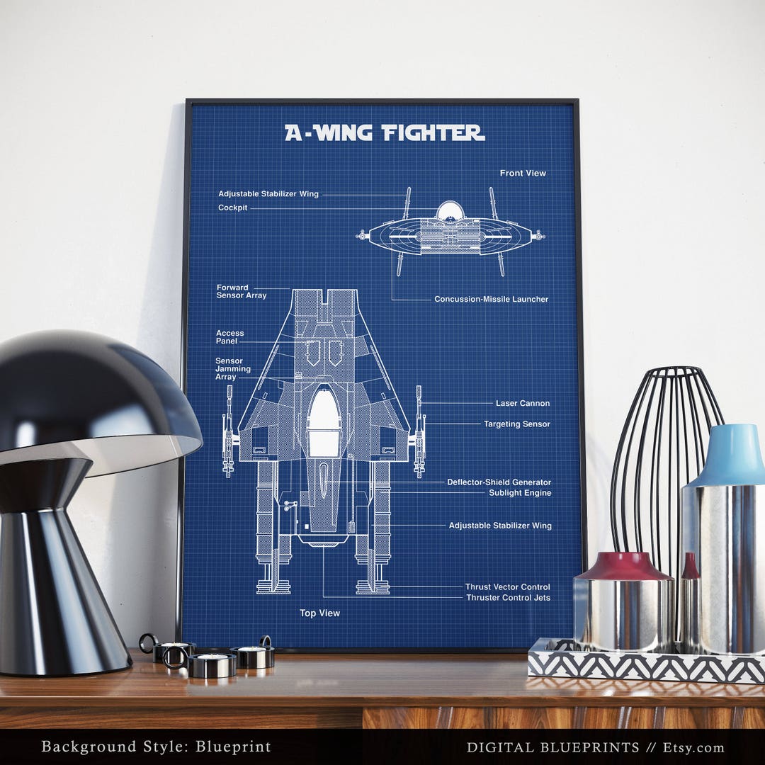 A-wing Star Fighter, Star Wars Poster Print, Schematic Art, A Wing ...
