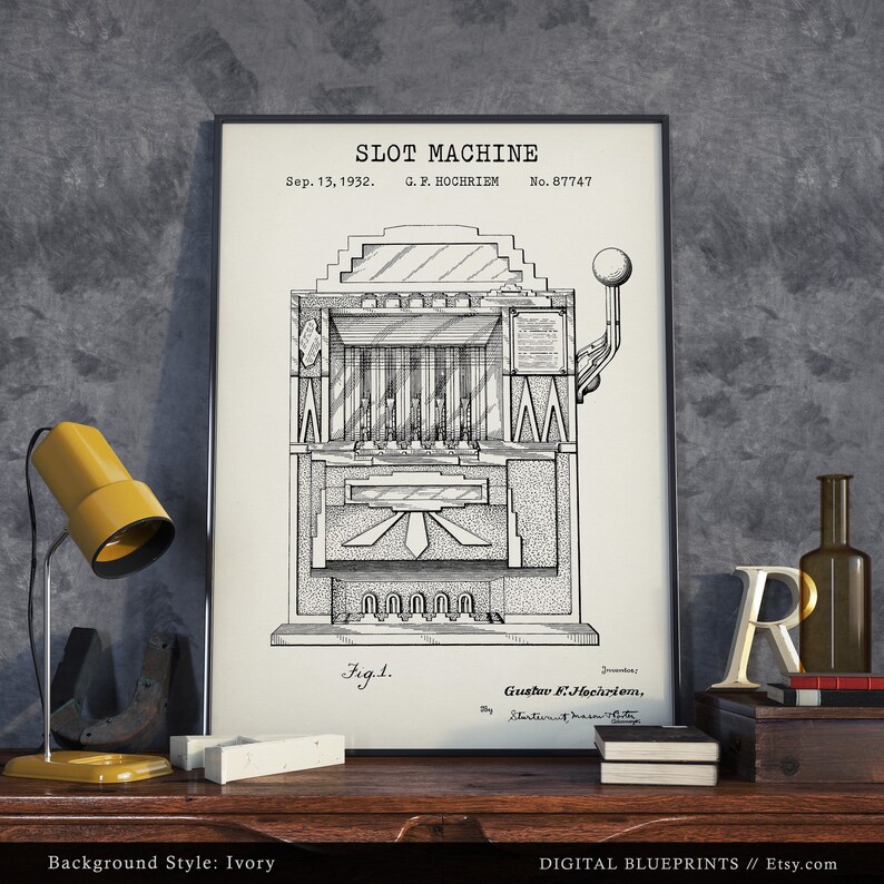 Slot Machine Patent Print, Gambling Poster Print, Man Cave Decor ...