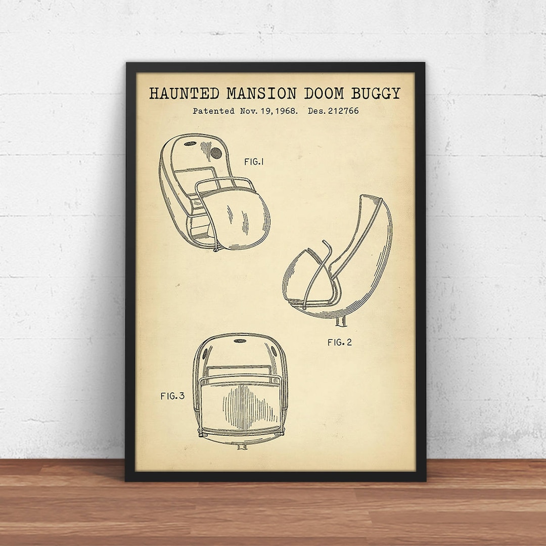 Haunted Mansion Doom Buggy Patent Art, Disney Blueprint, Disneyland ...