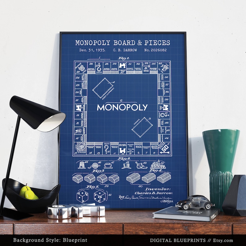 Monopoly Patent Print Board Game Art Monopoly Poster Print - Etsy
