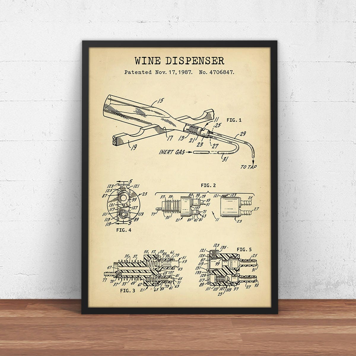 Wine Dispenser Patent Print Bar Decor Kitchen Art Wine | Etsy