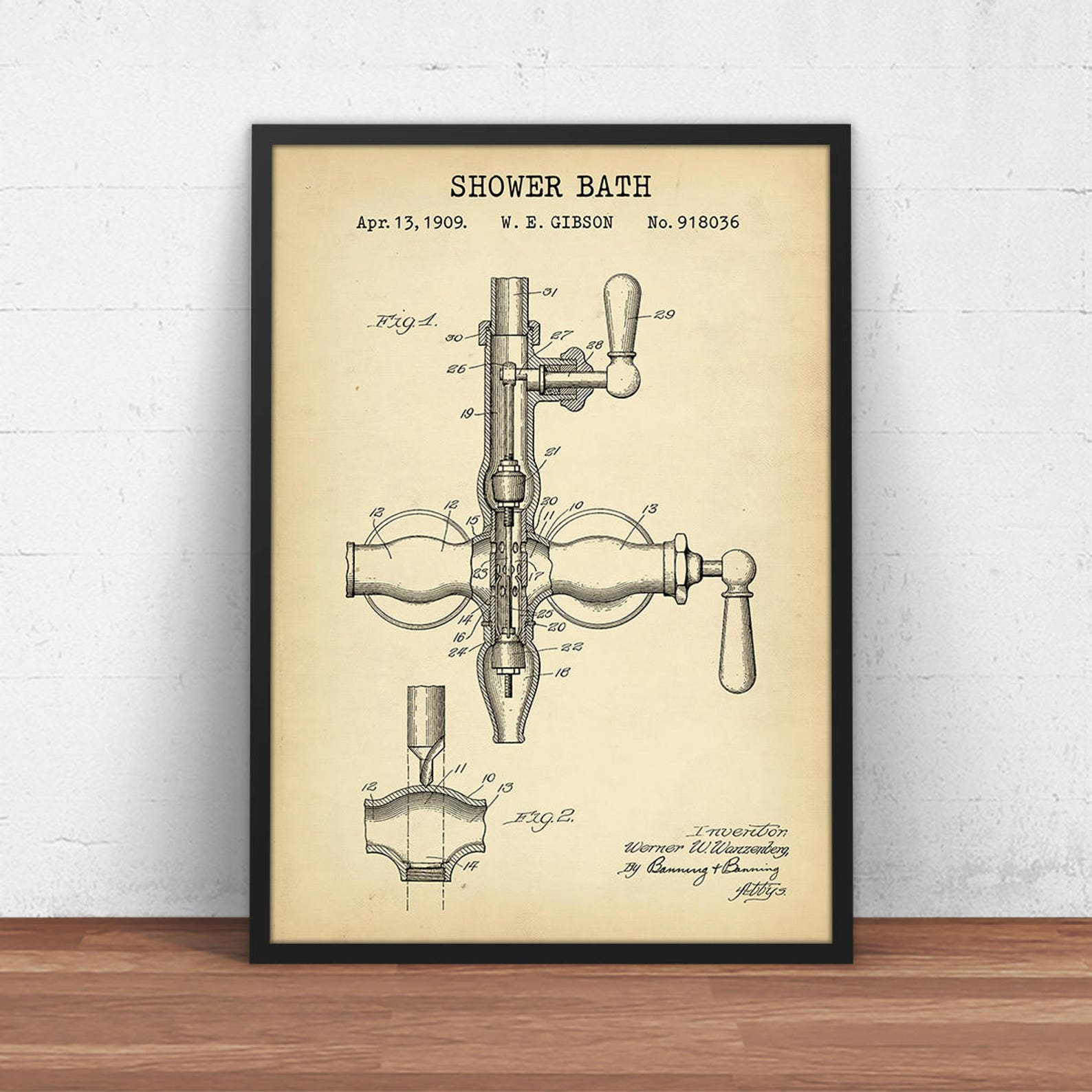 Bathroom Poster Shower Bath Patent Poster Bathroom Wall Art | Etsy