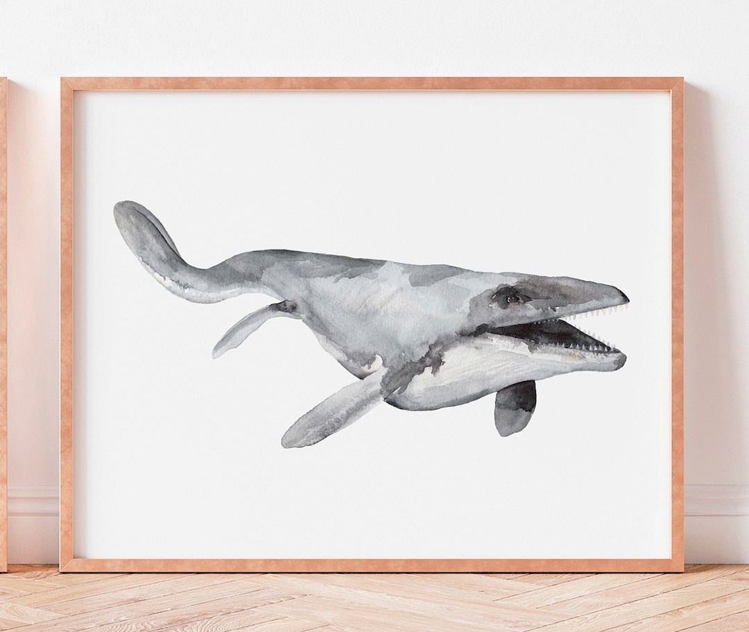 Watercolor Mosasaurus Print: Dinosaur Nursery Wall Art - Etsy