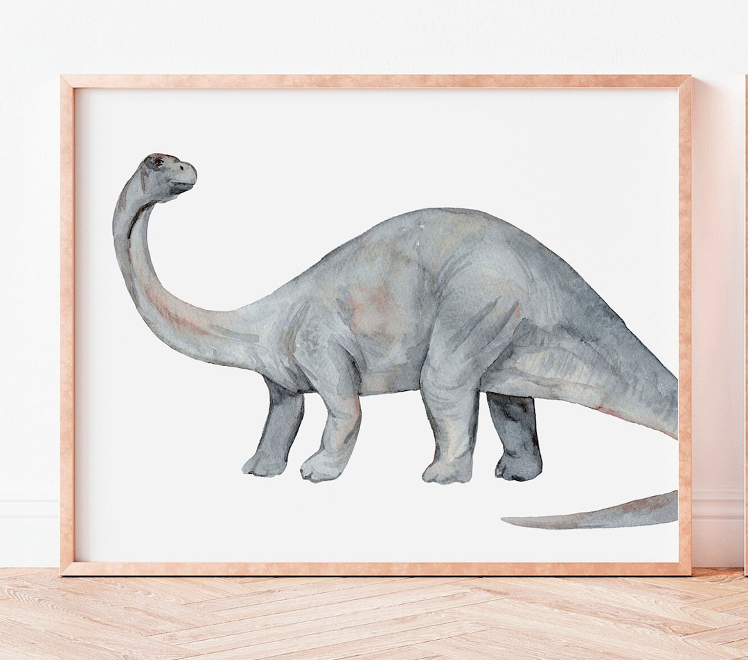 Brontosaurus Painting, Dinosaur Print, Watercolor Dinosaur, Dinosaur ...