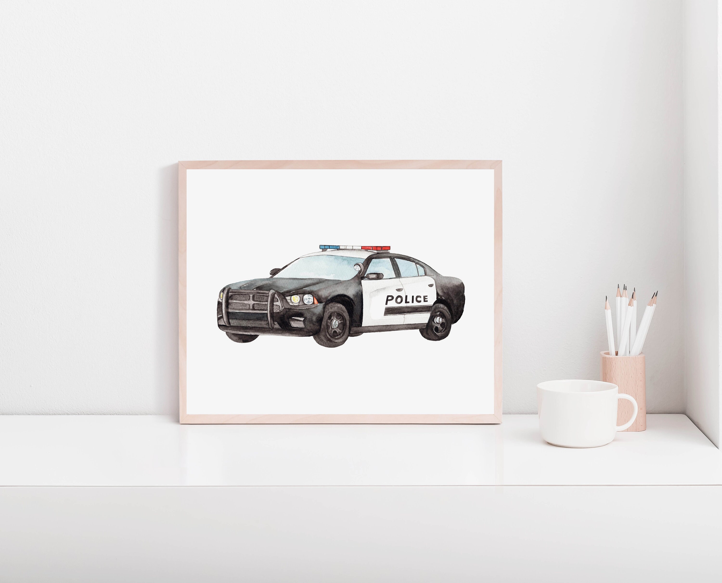Police Car Painting, Emergency Vehicle Art, Police Car Art, Emergency ...