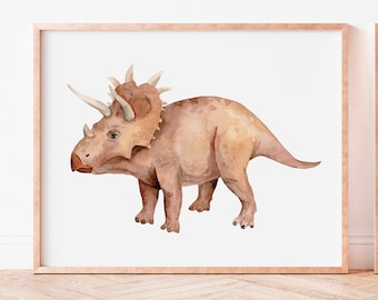 Triceratops Dinosaur Watercolor Painting Wall Art Digital Print - Etsy