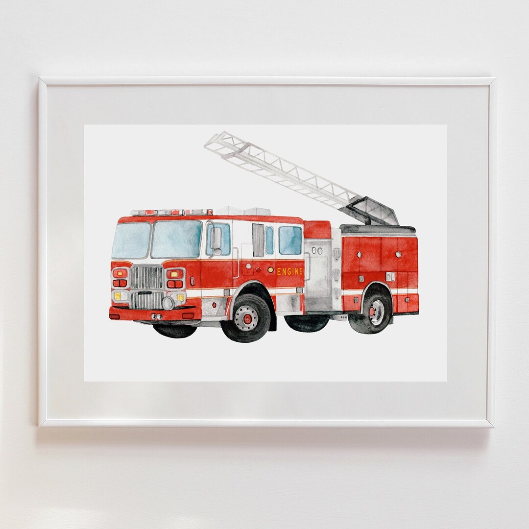 Firetruck Painting, Emergency Vehicle Art, Firetruck Art, Emergency ...