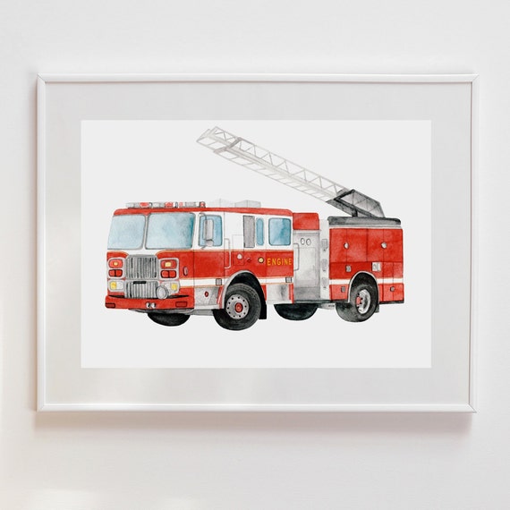 Firetruck Painting Emergency Vehicle Art Firetruck Art - Etsy