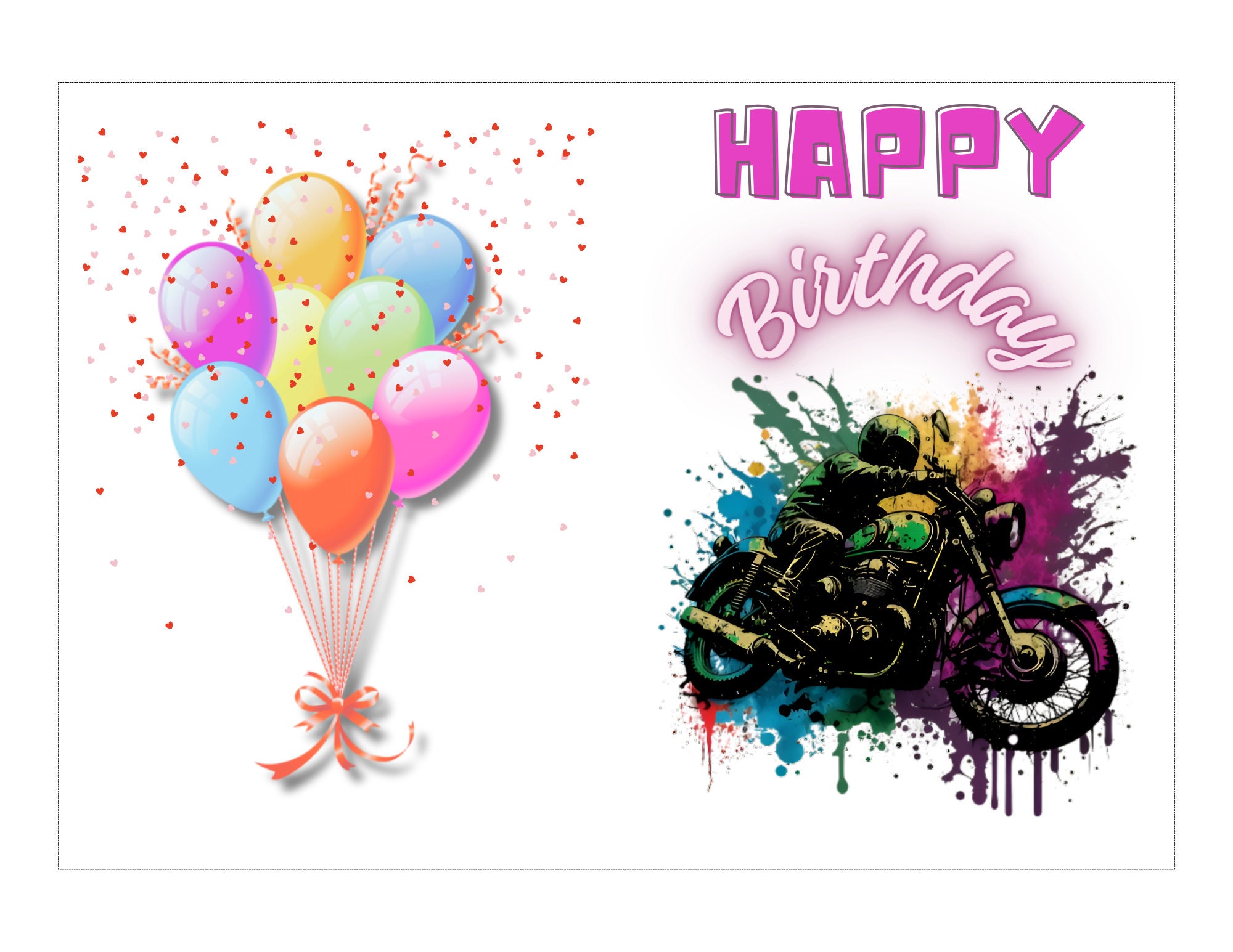 Motorbike Happy Birthday Card, Motorcycle Fans. Card Size: 5 X 7 ...