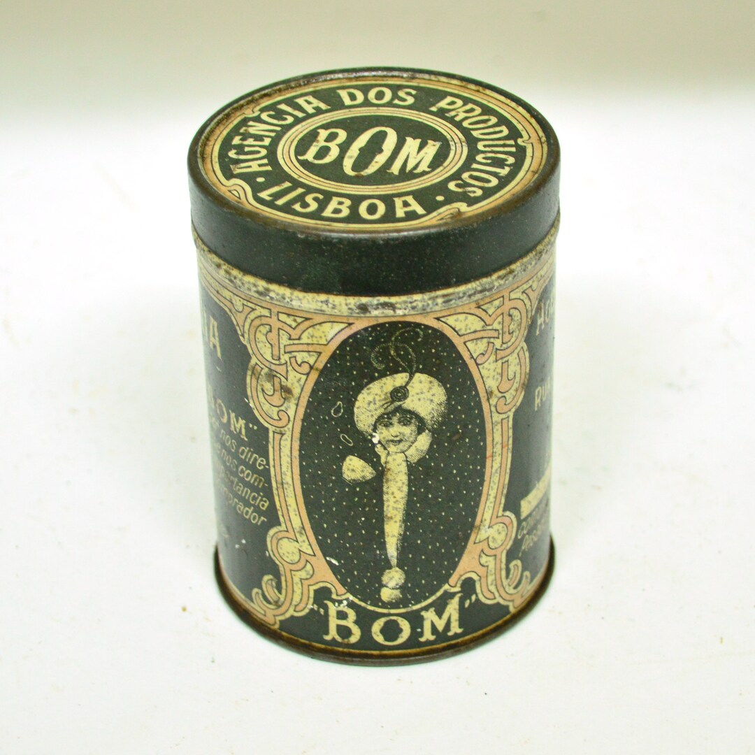 Antique Vintage Tin Cylinder Butter Box Portugal Advertising Preserves ...