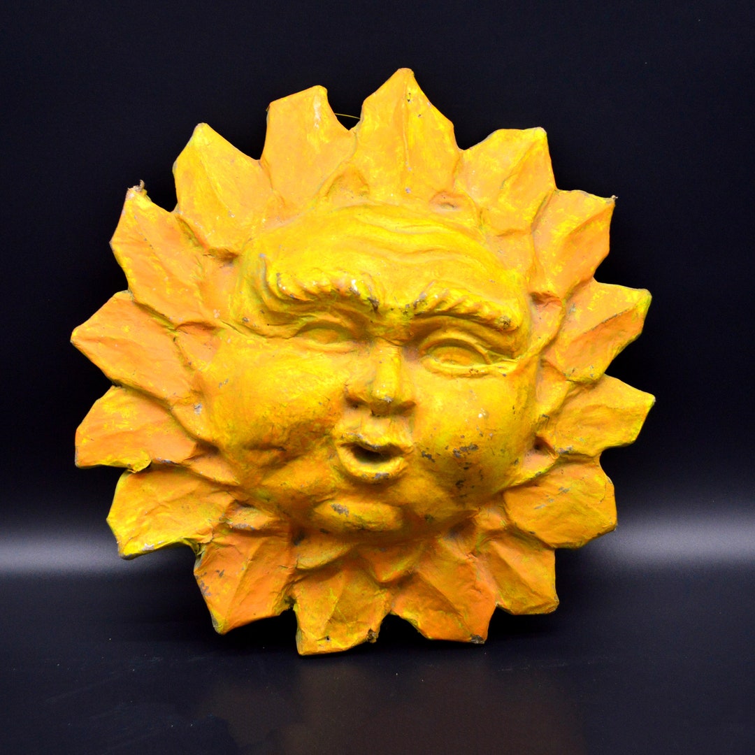 Vintage Prop Sculpture Sun Face Hippie Decoration Paper Mache - Etsy