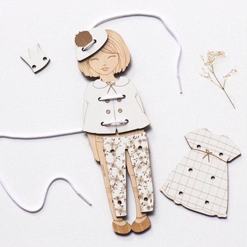 Wooden Educational Lacing Toy Doll Lacing Game to Dress Fine - Etsy